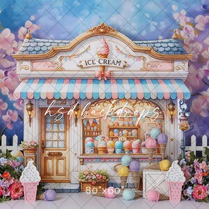 Ice Cream Shop Birthday Backdrop Summer Theme Backdrop Printed ...