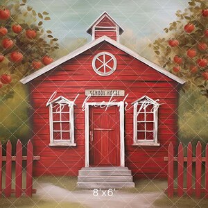 Back to School Backdrop, Red School House Backdrop, Back to School ...