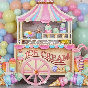 Ice Cream Party Backdrop - Printed Photography Backdrop - Ice Cream ...