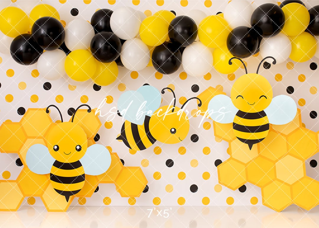 First Bee Day Backdrop - Printed Photography Backdrop - Honey Bee ...