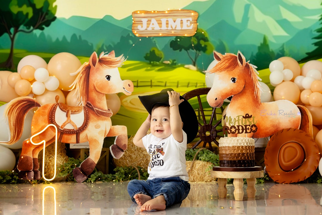 Cowboy Cake Smash Backdrop - Ranch Birthday Backdrop - Printed ...