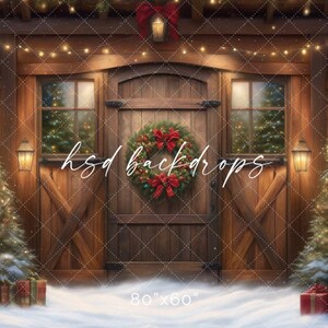 Christmas Barn Backdrop for Photography, Christmas Backdrop, Holiday ...