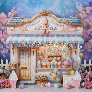 Ice Cream Shop Birthday Backdrop Summer Theme Backdrop Printed ...