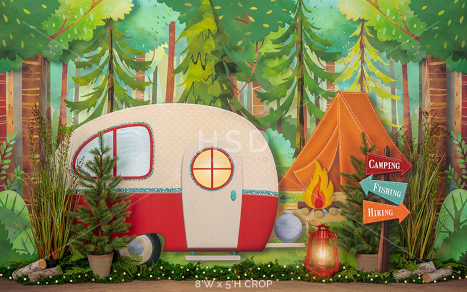 Camping Backdrop, Camping Photo Backdrop, One Happy Camper Photo ...