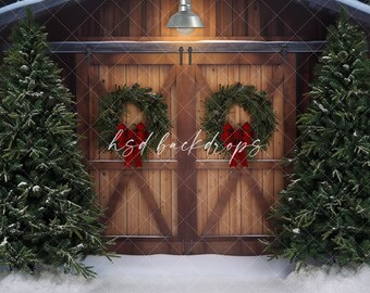 Santa's Reindeer Barn Photography Backdrop Christmas, Stables, Farm ...