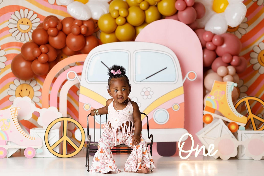 Groovy Backdrop - Groovy One Birthday Backdrop - Printed Photography ...