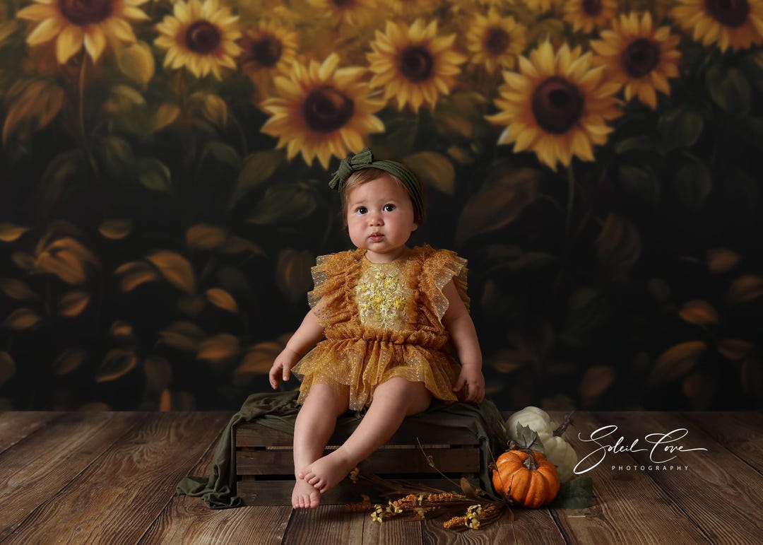 Fall Sunflower Field Backdrop for Pictures, Autumn Fine Art Photo ...