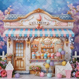 Ice Cream Shop Birthday Backdrop Summer Theme Backdrop Printed ...