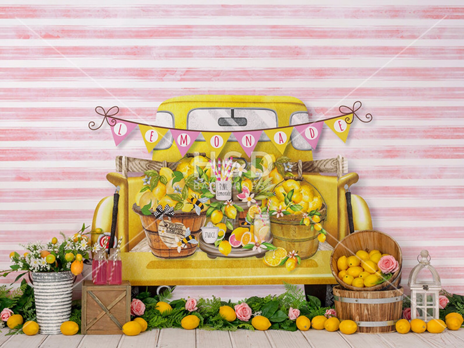 Lemon Backdrop Lemon Photo Backdrop Pink Lemonade Backdrop - Etsy
