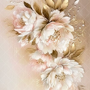 Rose Gold Floral Backdrop Boho Backdrop for Photos Painted Flower ...