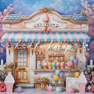 Ice Cream Shop Birthday Backdrop Summer Theme Backdrop Printed ...