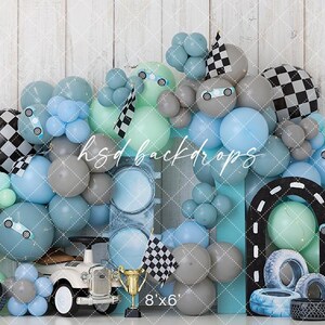Racing Cake Smash Backdrop Race Car 1st Birthday Backdrop Boy Printed ...
