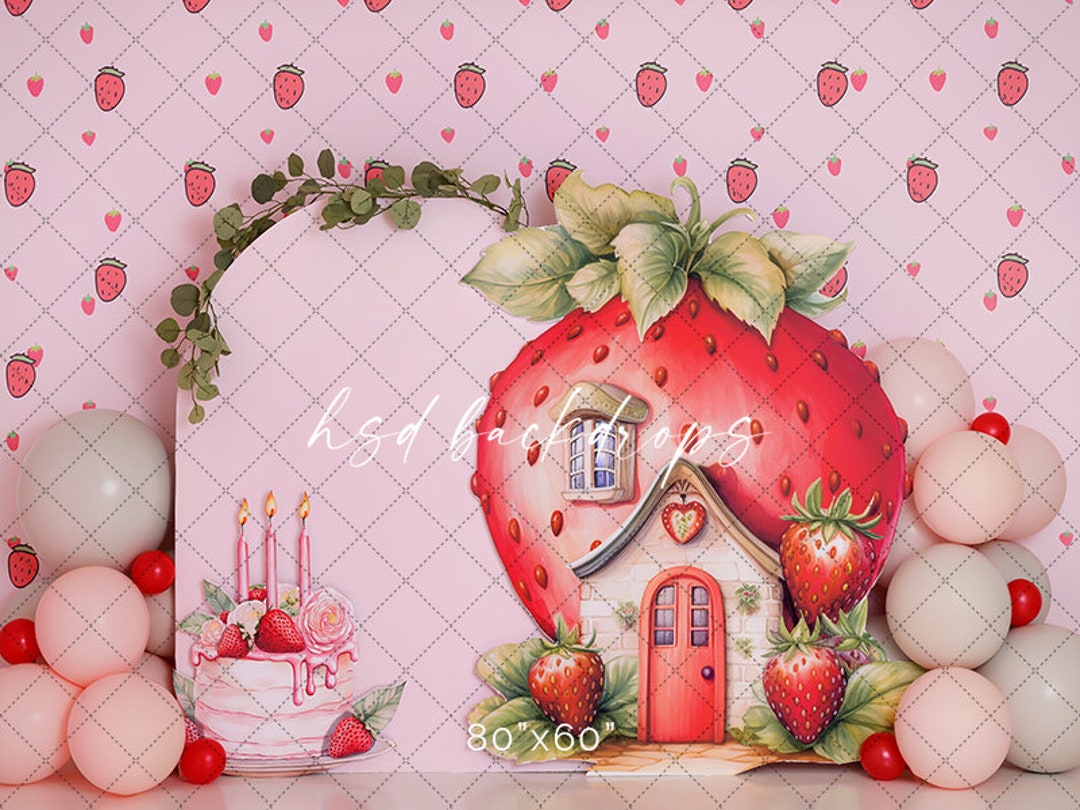 Berry First Birthday Smash Backdrop Strawberry Birthday Backdrop Girl ...