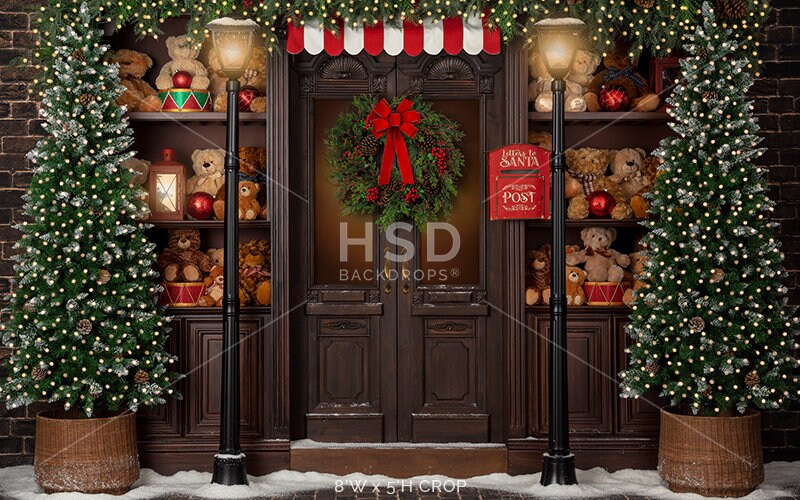 Christmas Backdrop Teddy Bear Store Backdrop Christmas | Etsy