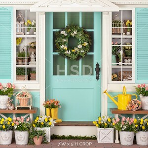 Spring House Backdrop, Spring Photo Backdrop, Easter Backdrops for ...