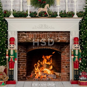 Christmas Fireplace Backdrop for Photography, Christmas Themed Backdrop ...