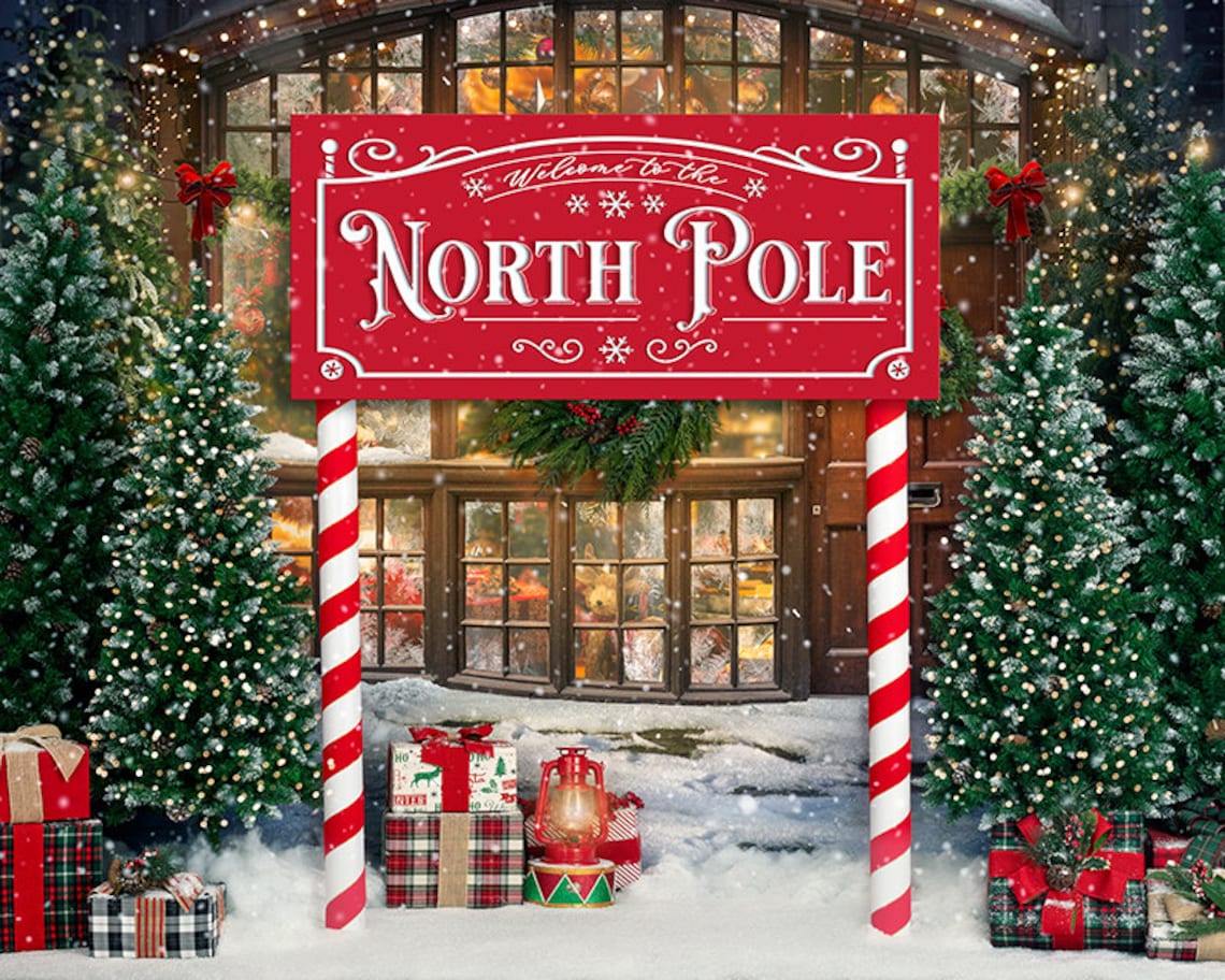 North Pole Backdrop Santa's Workshop Backdrop Holiday - Etsy