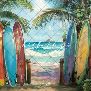 Surfer Backdrop for Photography - Beach Shore Photo Backdrop - Summer ...