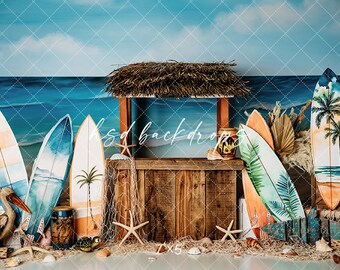 Surfer Backdrop for Photography Beach Shore Photo Backdrop Summer ...