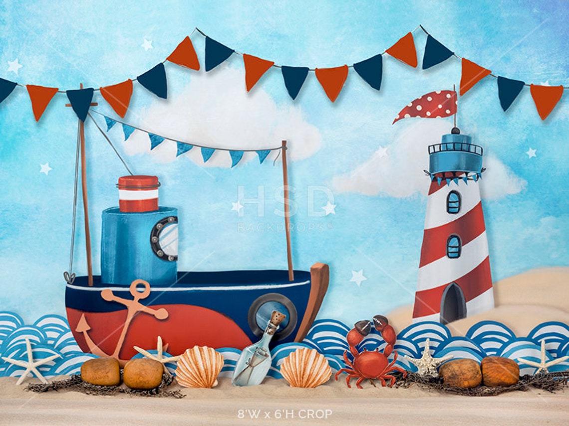 Nautical Theme Cake Smash Backdrop Nautical Backdrop Boat | Etsy