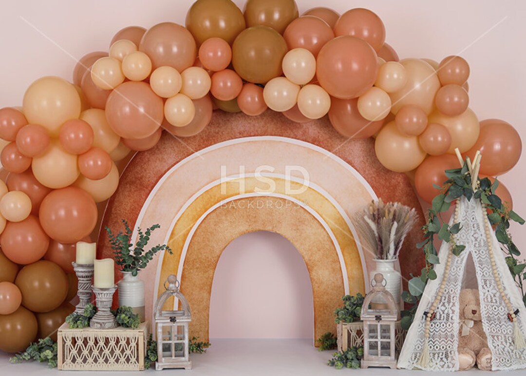 Boho Rainbow Photography Backdrop, Boho Photo Backdrop, Cake Smash Boho ...