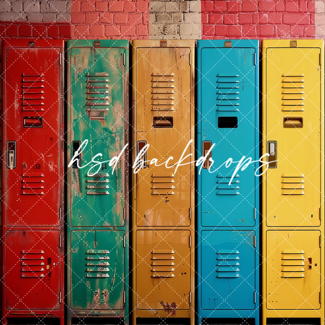 Vintage School Lockers Back to School Backdrop - Fall Photo Backdrop ...