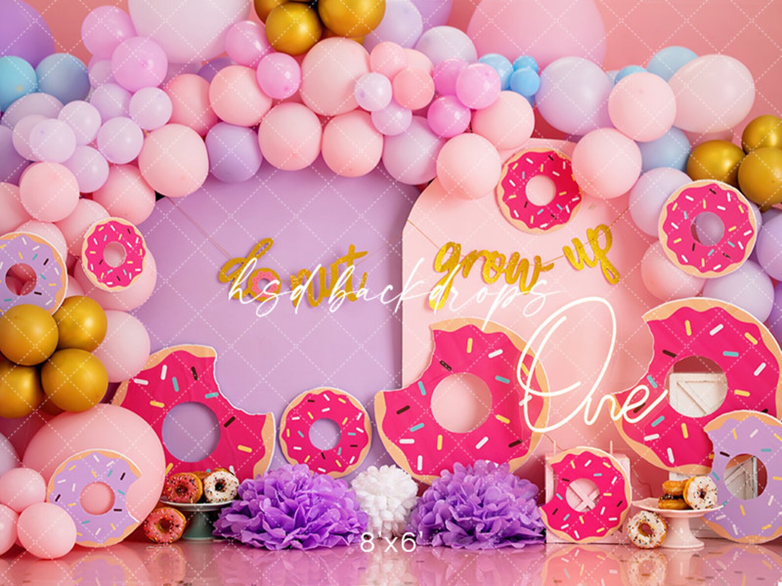 Donut Backdrop Donut Grow up Backdrop Girl Donut Birthday - Etsy