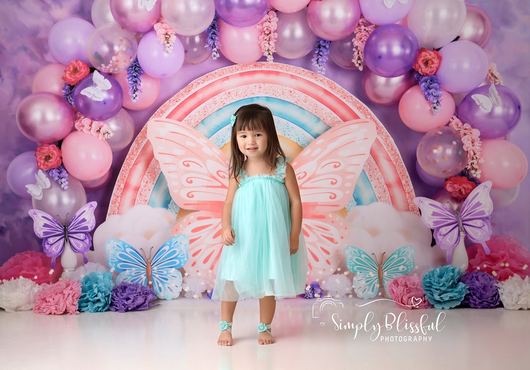 Butterfly Backdrop, Butterfly Birthday Backdrop, Cake Smash Backdrop ...