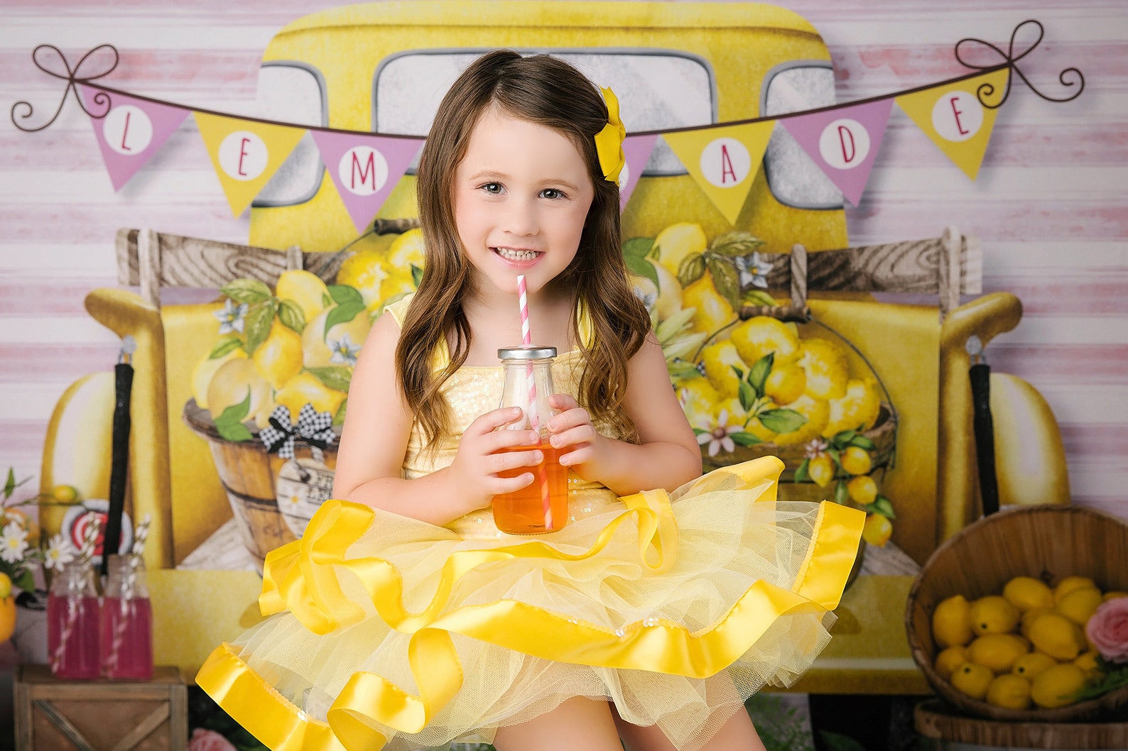 Lemon Backdrop Lemon Photo Backdrop Pink Lemonade Backdrop - Etsy