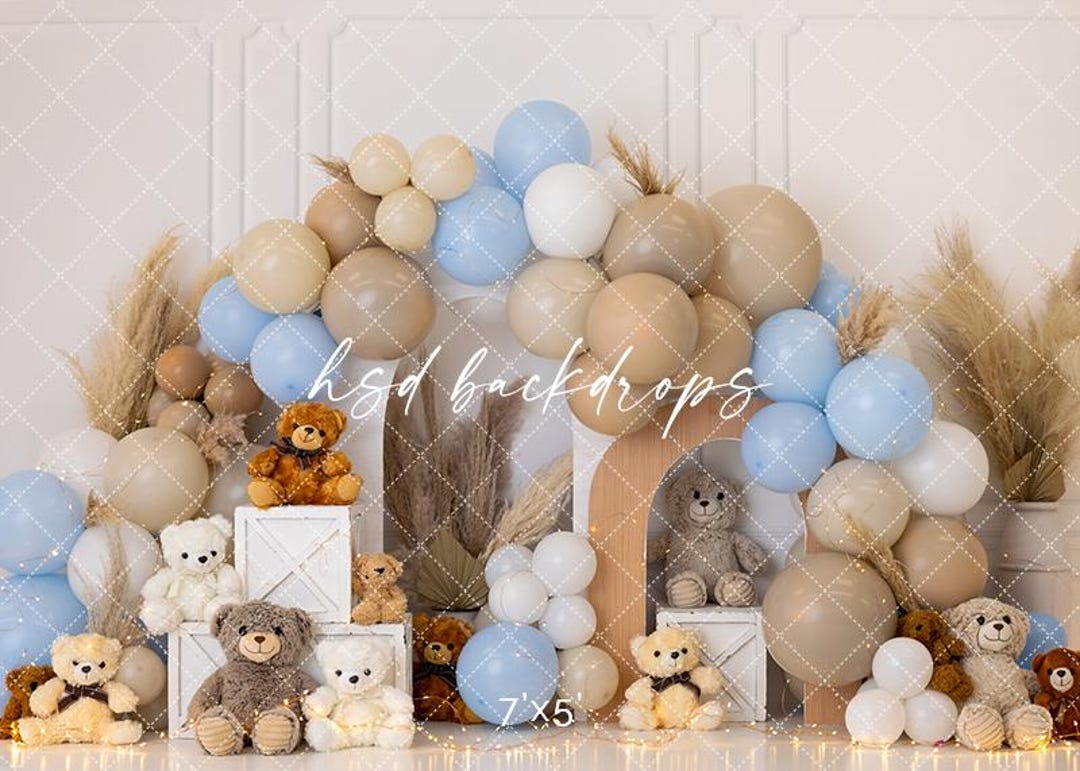 Teddy Bear Backdrop 1st Birthday Backdrop Boys Cake Smash Background ...