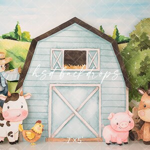Barnyard Animals Backdrop - Printed Photography Backdrop - Barn Theme ...