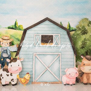 Barnyard Animals Backdrop - Printed Photography Backdrop - Barn Theme ...