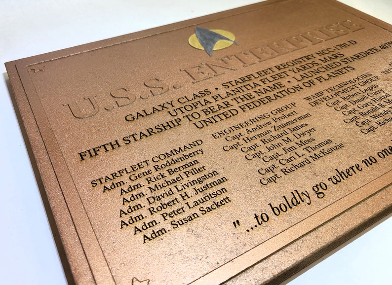 Star Trek USS Enterprise D Dedication Plaque Replica MDF 16x12 NCC-1701 ...