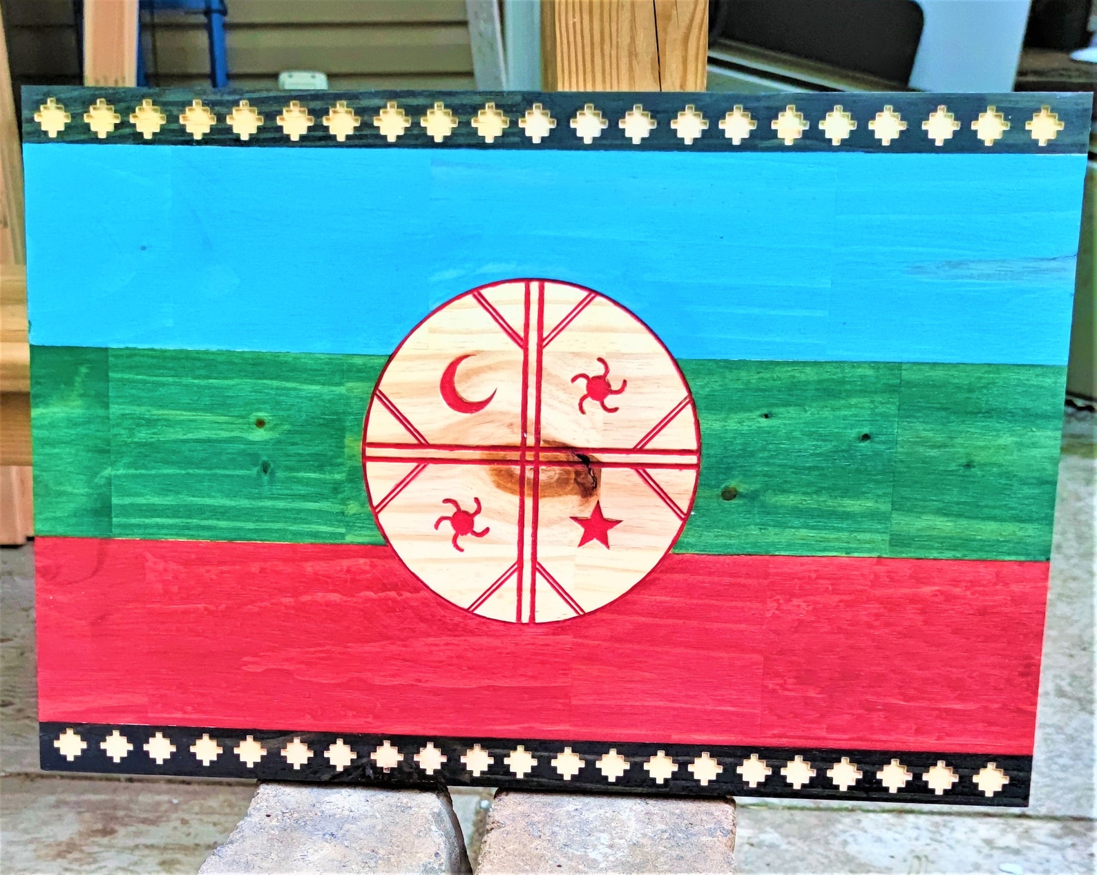 Native American Chilean Mapuche Indigenous Wood Flag - Etsy