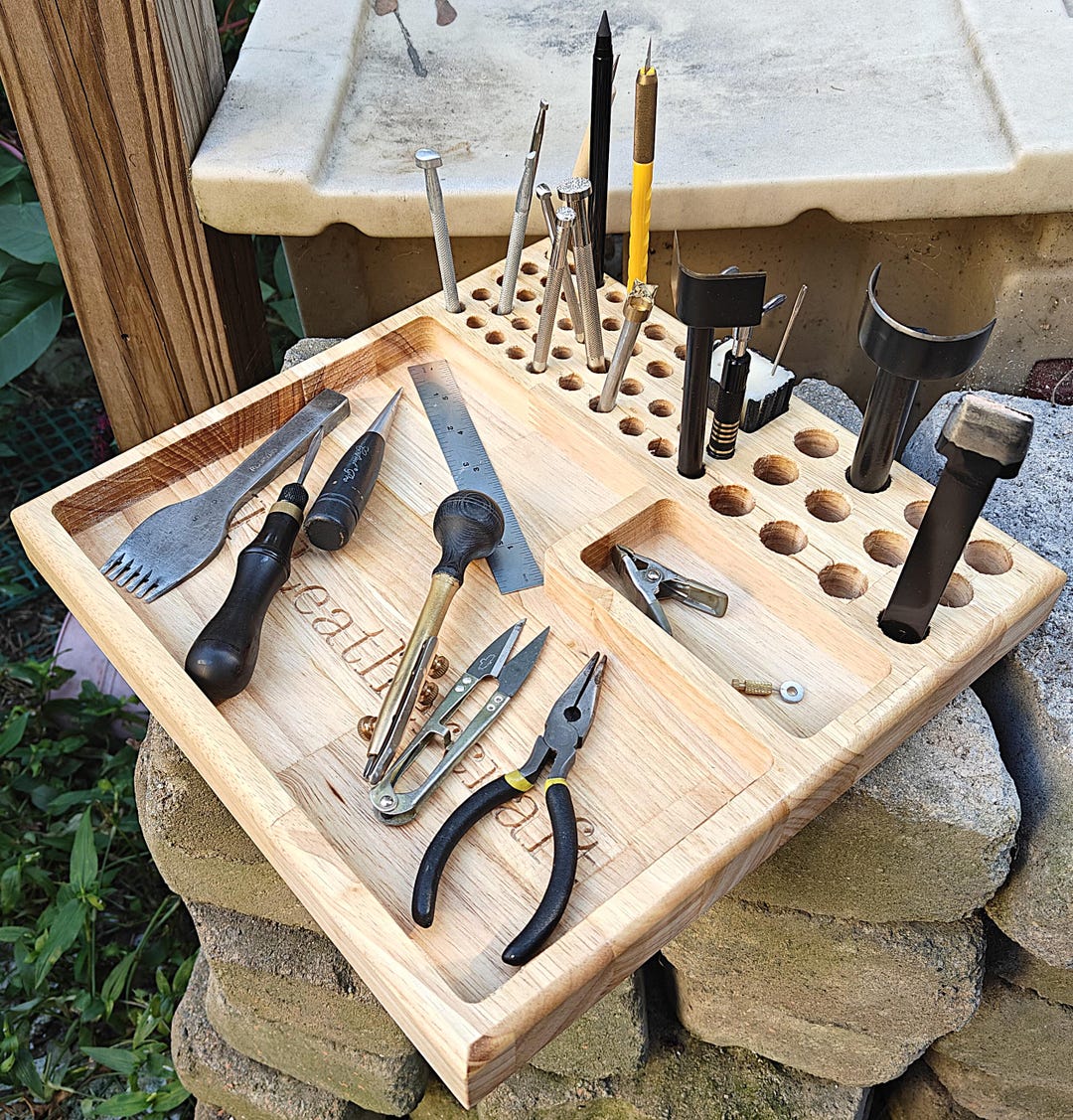 Leatherworker Tool Organizer Solid Wood Personalize With Beeswax - Etsy