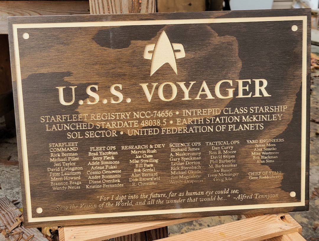 Star Trek USS Voyager Dedication Plaque Reimagined Wood 16x12 - Etsy