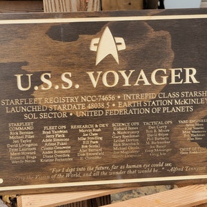 Star Trek USS Voyager Dedication Plaque Reimagined Wood 16x12 - Etsy
