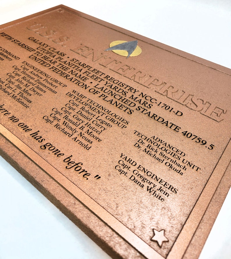 Star Trek USS Enterprise D Dedication Plaque Replica MDF 16x12 NCC-1701 ...