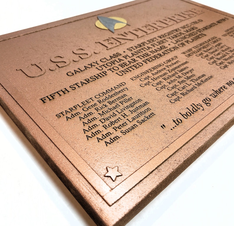 Star Trek USS Enterprise D Dedication Plaque Replica MDF 16x12 NCC-1701 ...