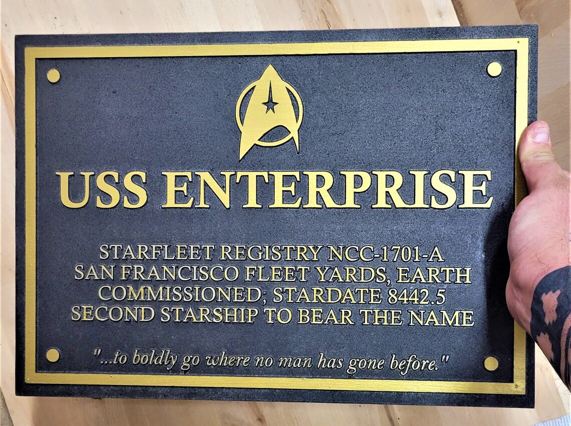 Star Trek USS Enterprise Dedication Plaque Replica MDF 16x12 - Etsy