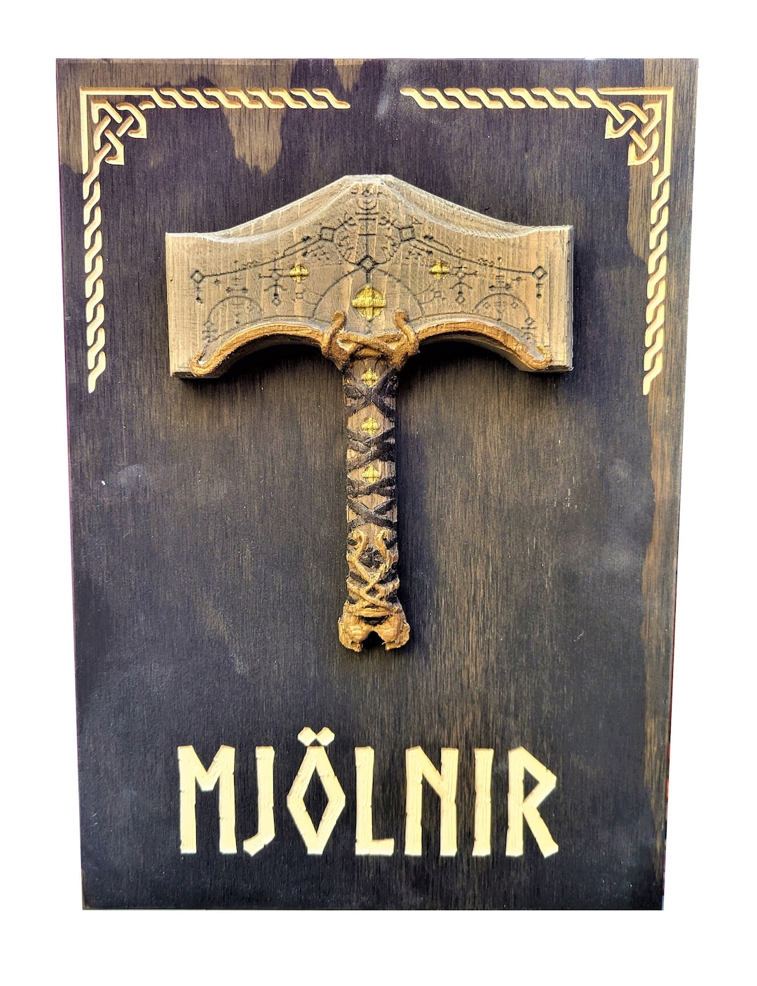 Mjolnir Thor Hammer God of War Ragnarok 3D Carve Wood Sign Wall Art Man ...