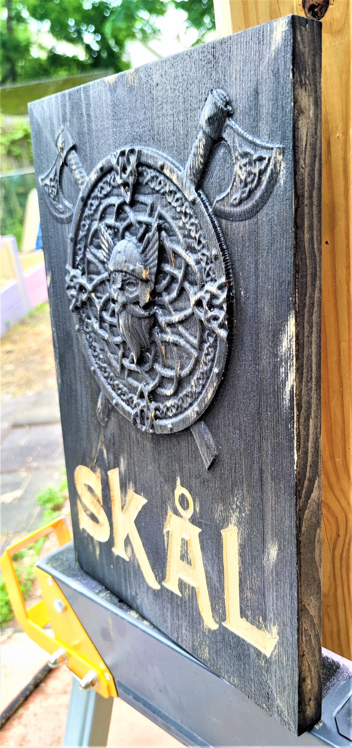 Viking Skal 3D Carve Wood Sign Norse Wall Art Man Cave - Etsy