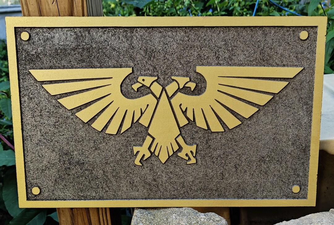 Warhammer 40k Aquila Imperium of Man Brass Bronze Dedication Plaque MDF ...