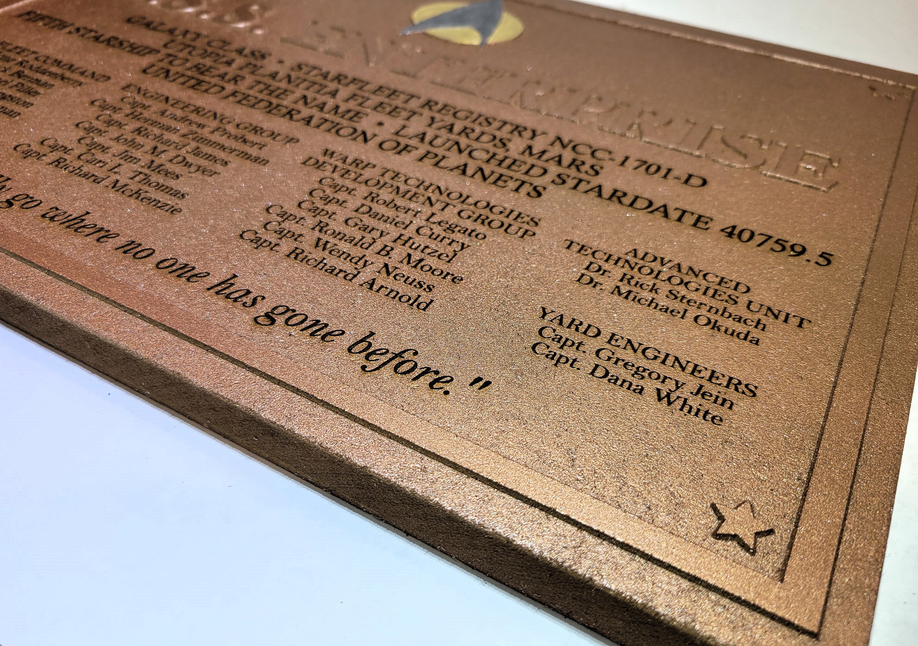 Star Trek USS Enterprise D Dedication Plaque Replica MDF 16x12 NCC-1701 ...