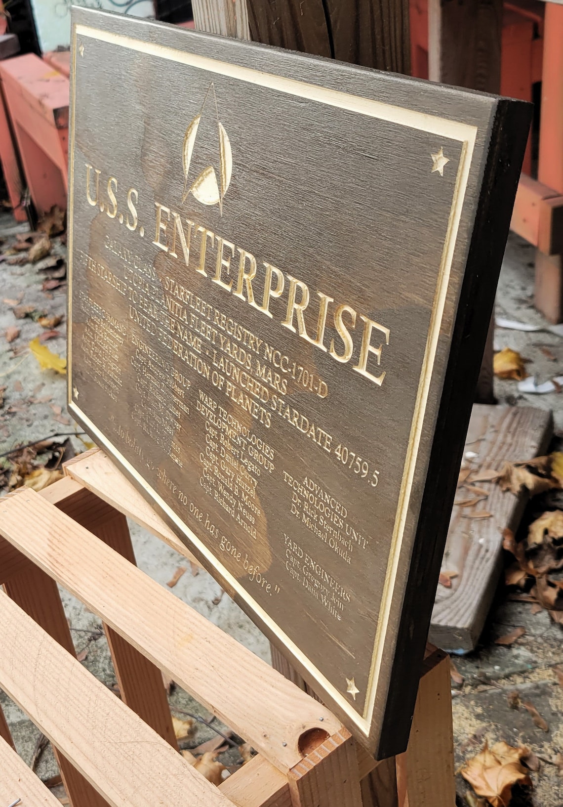 Star Trek USS Enterprise D Dedication Plaque Reimagined Wood 16x12 - Etsy