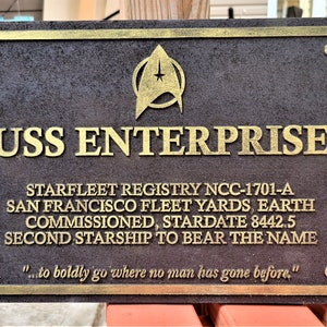 Star Trek USS Enterprise Dedication Plaque Replica MDF 16x12 | Etsy