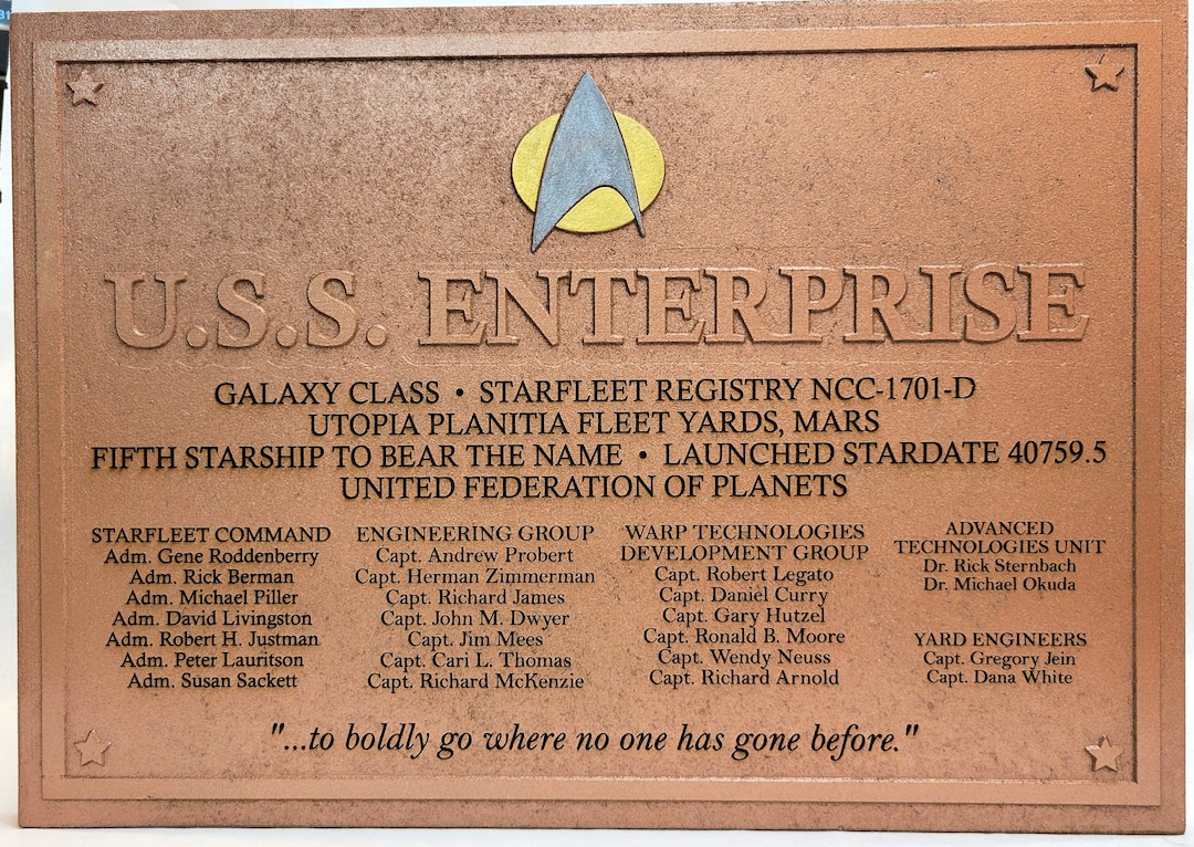 Star Trek USS Enterprise D Dedication Plaque Replica MDF 16x12 NCC-1701 ...