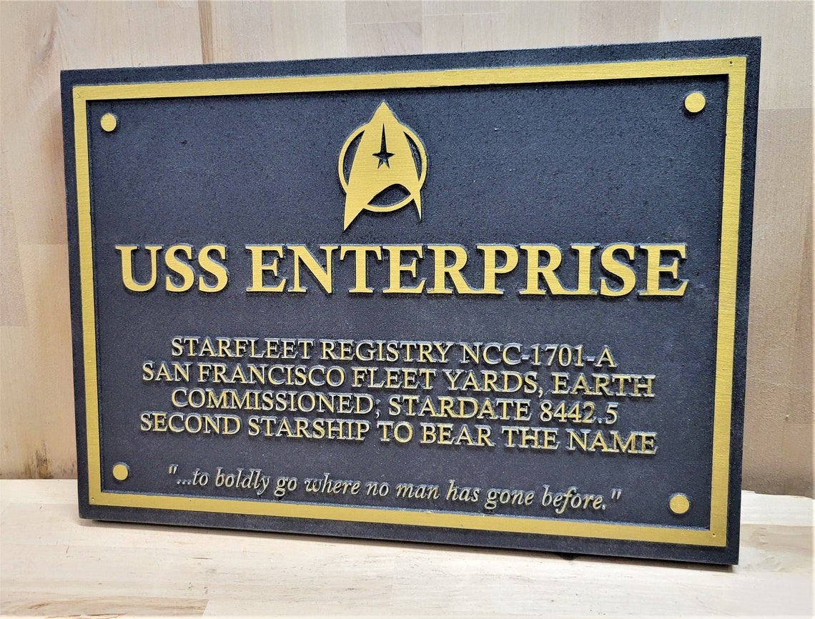 Star Trek USS Enterprise Dedication Plaque Replica MDF 16x12 - Etsy