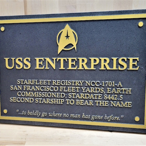 Star Trek USS Enterprise Dedication Plaque Replica MDF 16x12 - Etsy
