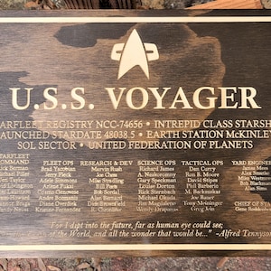 Star Trek USS Voyager Dedication Plaque Reimagined Wood 16x12 - Etsy